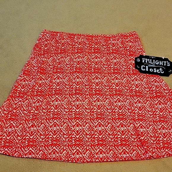 Cato | Skirts | Cato Large Skirt Full Redorange White Pixelated Pattern ...